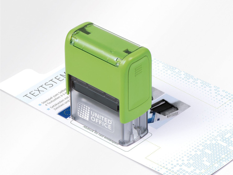 UNITED OFFICE® Stempel, zum Selbstsetzen, mit 4 Textze…