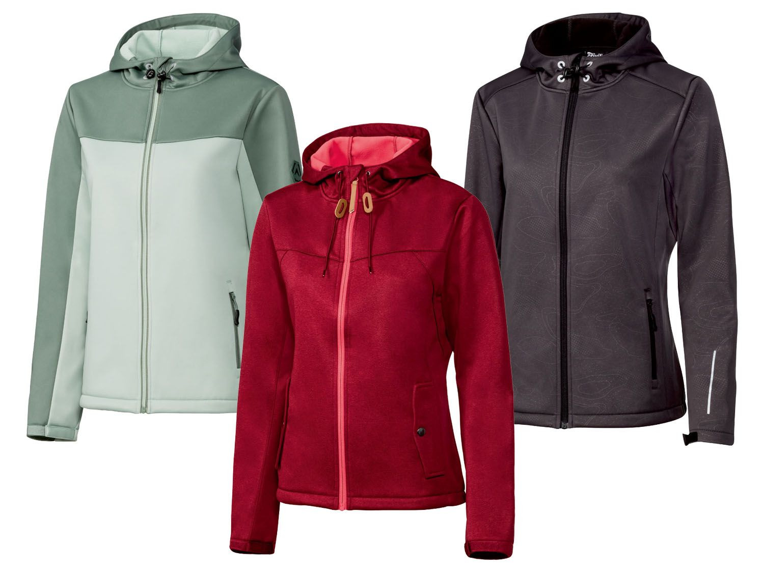 CRIVIT® Softshell Funktionsjacke Damen, mit Kapuze, re…