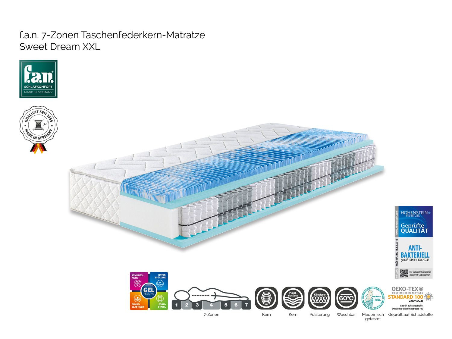 f.a.n. 7-Zonen-Taschenfederkern-Matratze »Sweet Dream