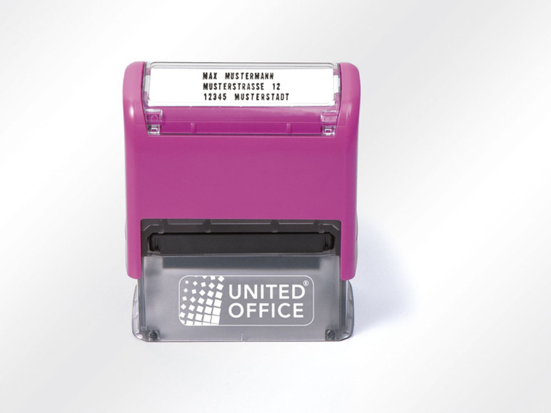 UNITED OFFICE® Stempel, zum Selbstsetzen, mit 4 Textze…