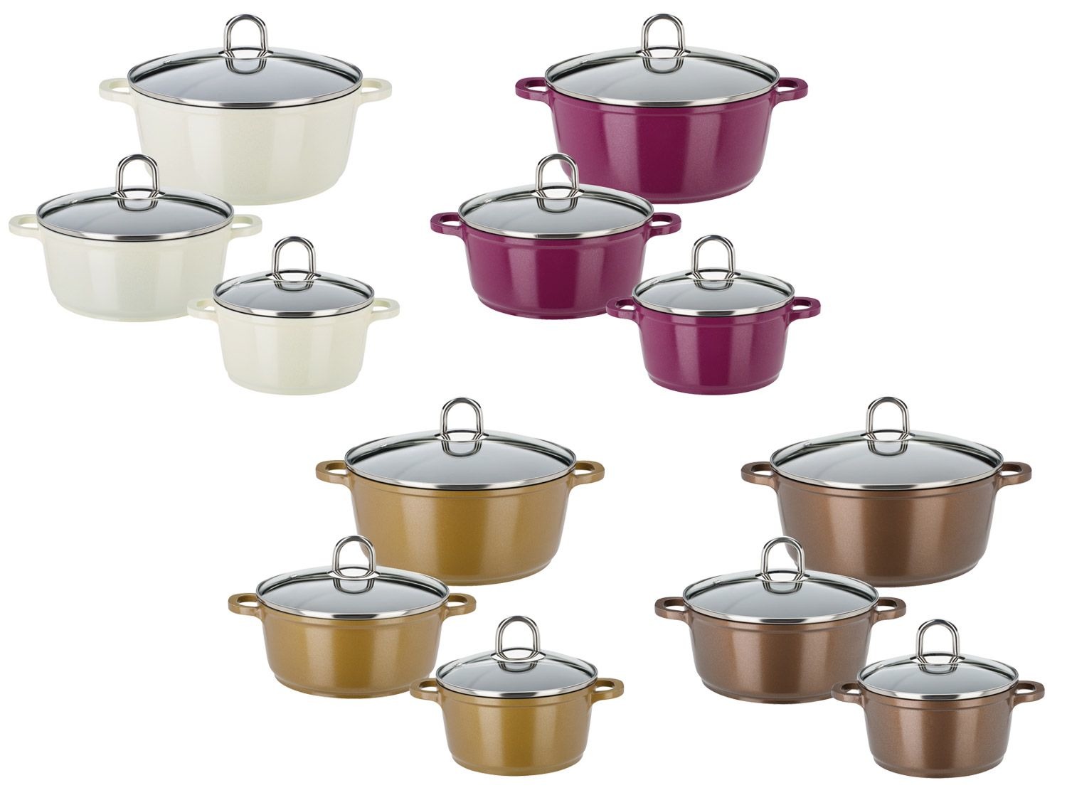 GSW Kochtopf-Set »Gourmet Premium Color«, 6-teilig, Fe…