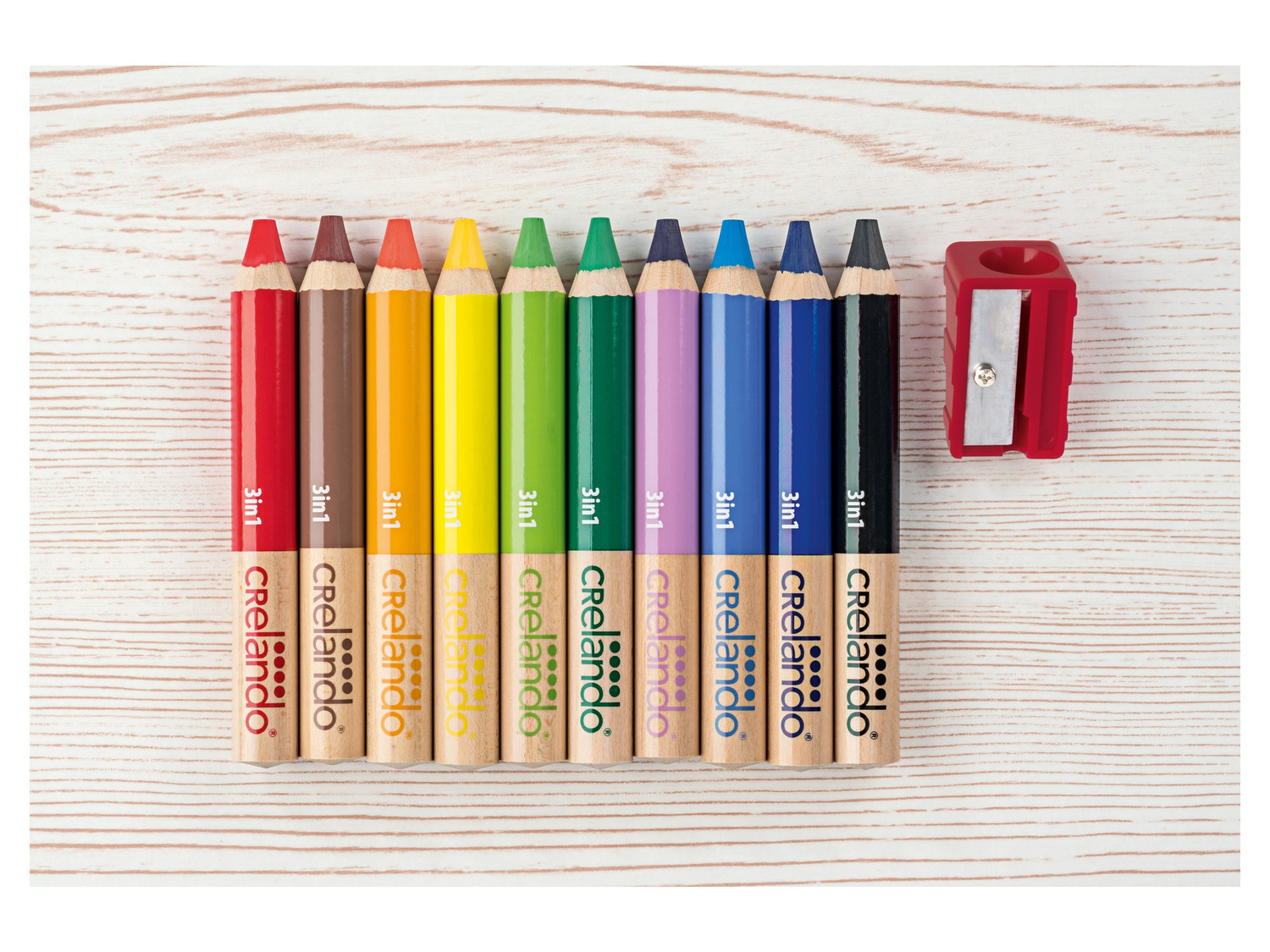 3-in-1-Buntstifte, 10 Stück, mit Anspitzer | LIDL