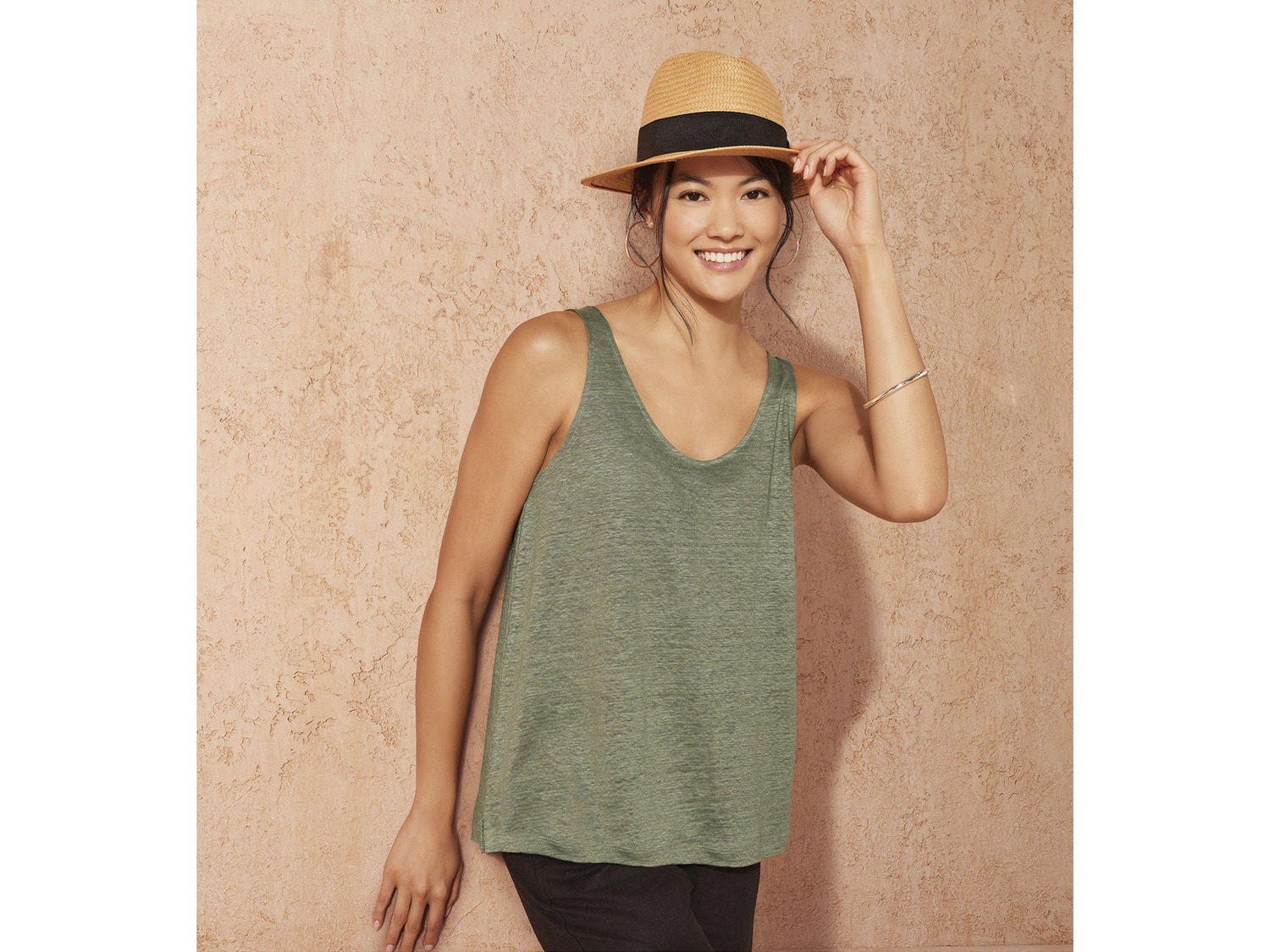 esmara® Damen Leinen-Top, mit Seitenschlitzen