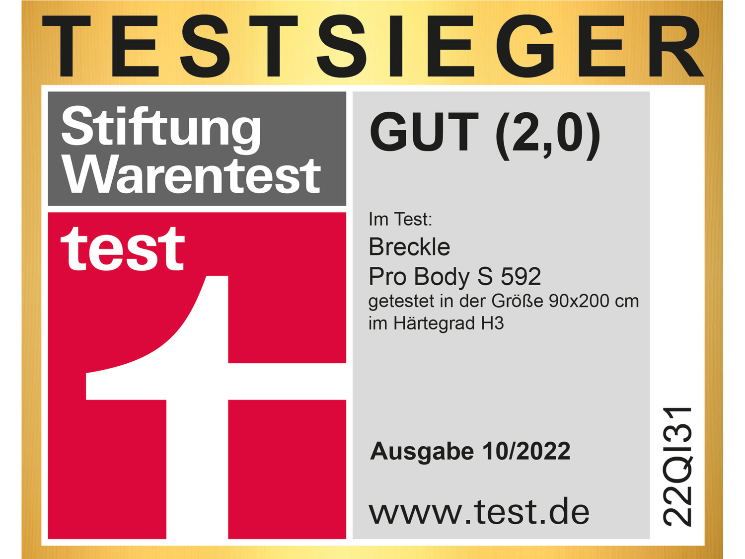 Breckle 7-Zonen Kaltschaum-Matratze »Pro Body S 592«,