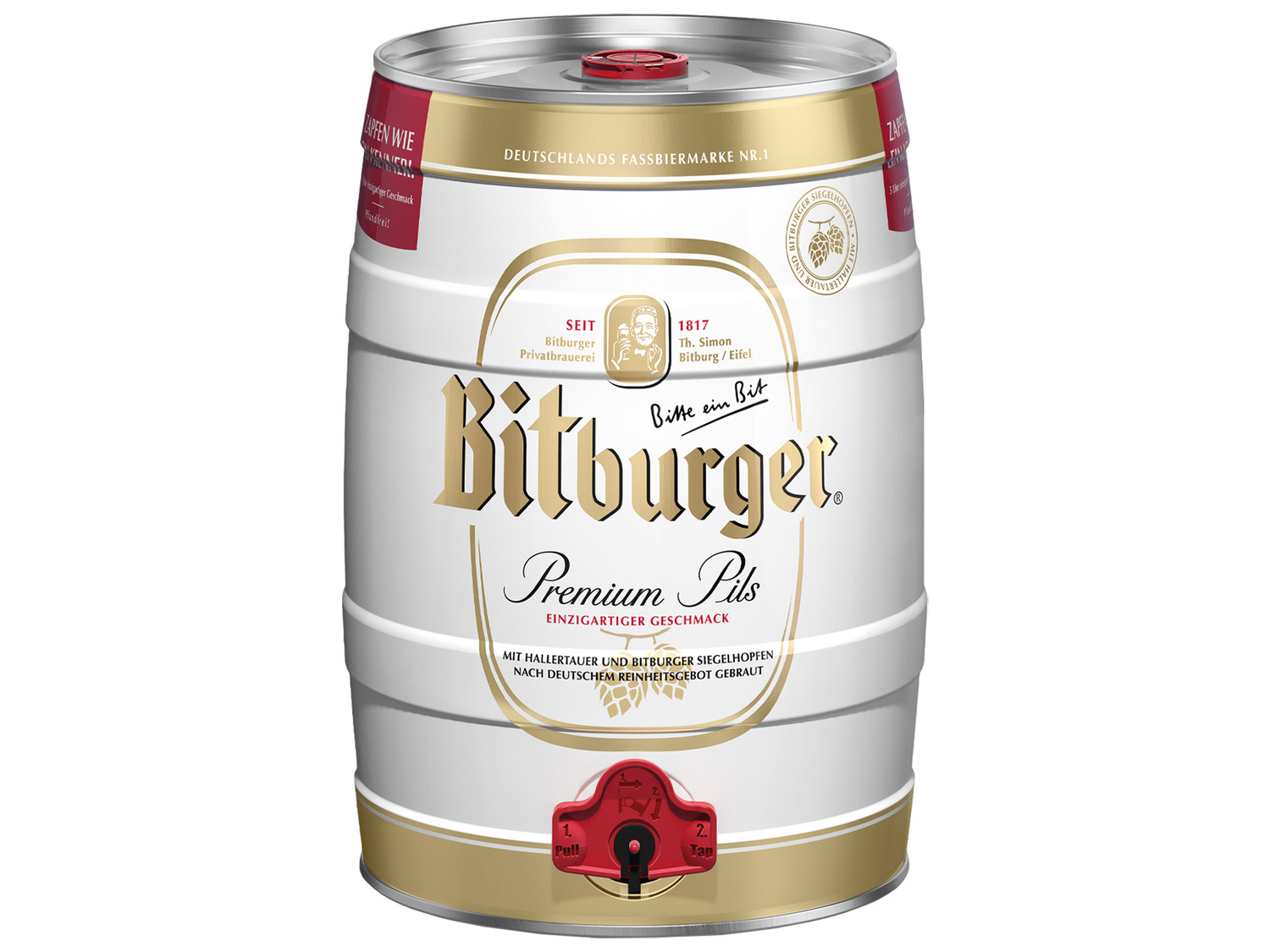 Premium Pils 5 Liter Bierfass mit Zapfhahn, Pfandfrei