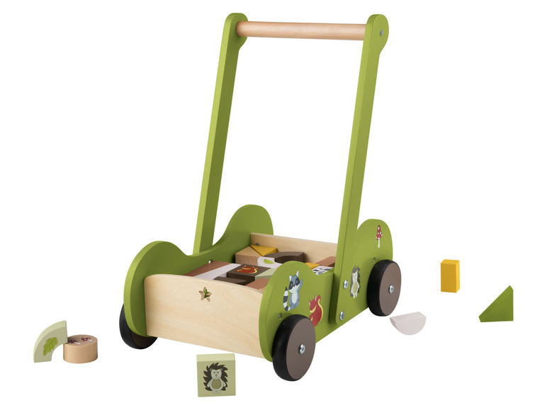 Playtive Holz Schiebewagen, mit 30 Holzbausteinen