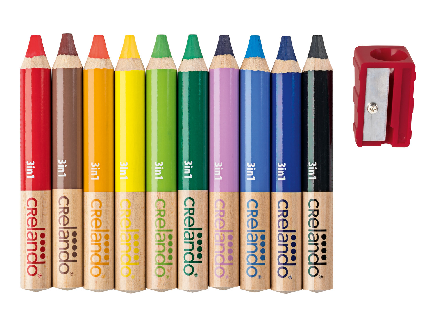 3-in-1-Buntstifte, 10 Stück, mit Anspitzer | LIDL