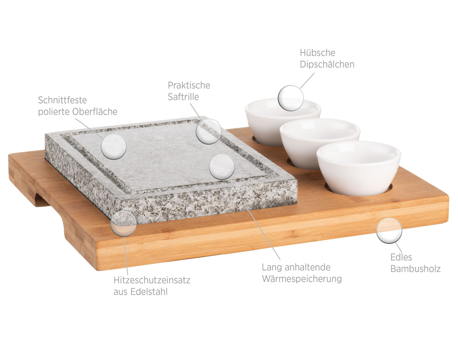 Heißer Stein Set, mit Bambus-Servierplatte | LIDL