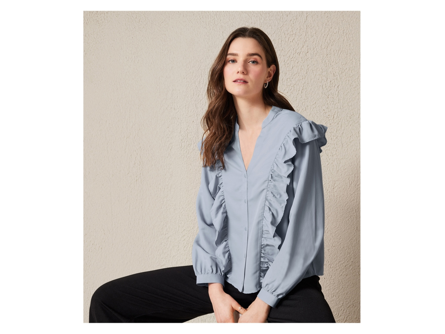Damen Volant-Bluse, leger geschnitten | LIDL