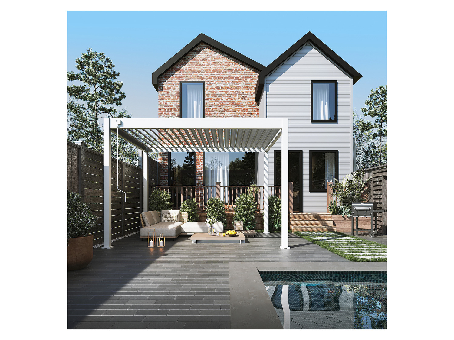 Luxus Lamellen Pavillon 3x3 Bild