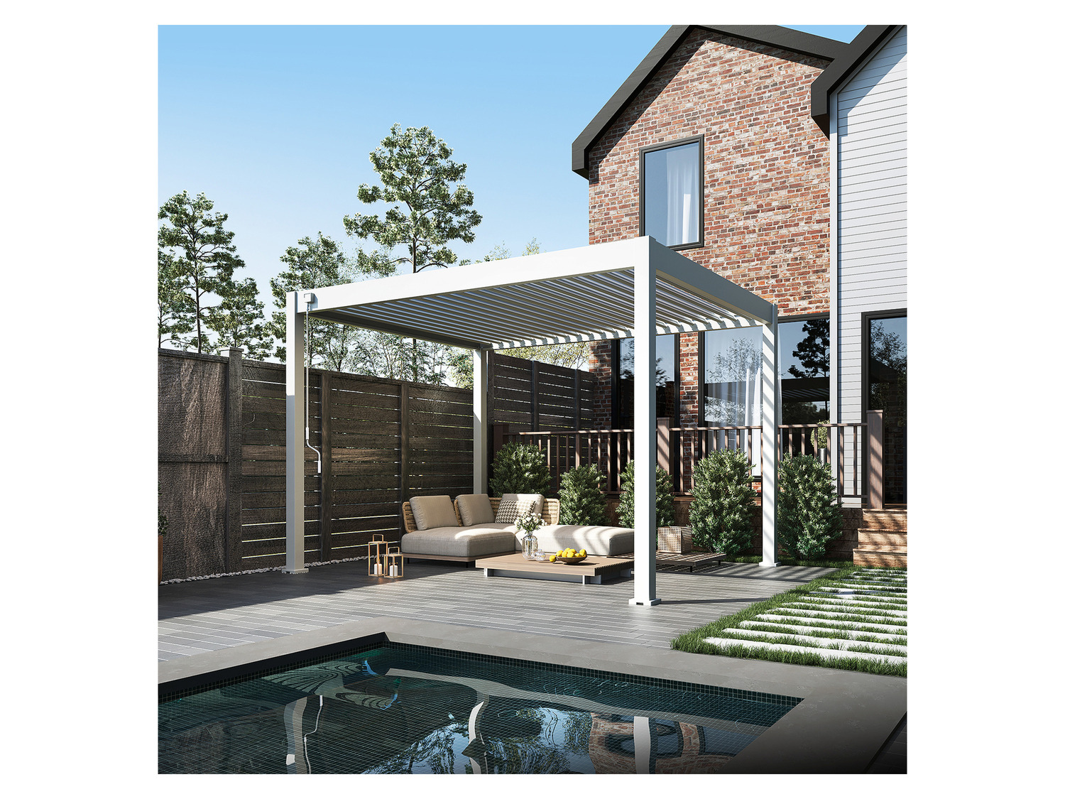 Luxus Lamellen Pavillon 3x3 Bild