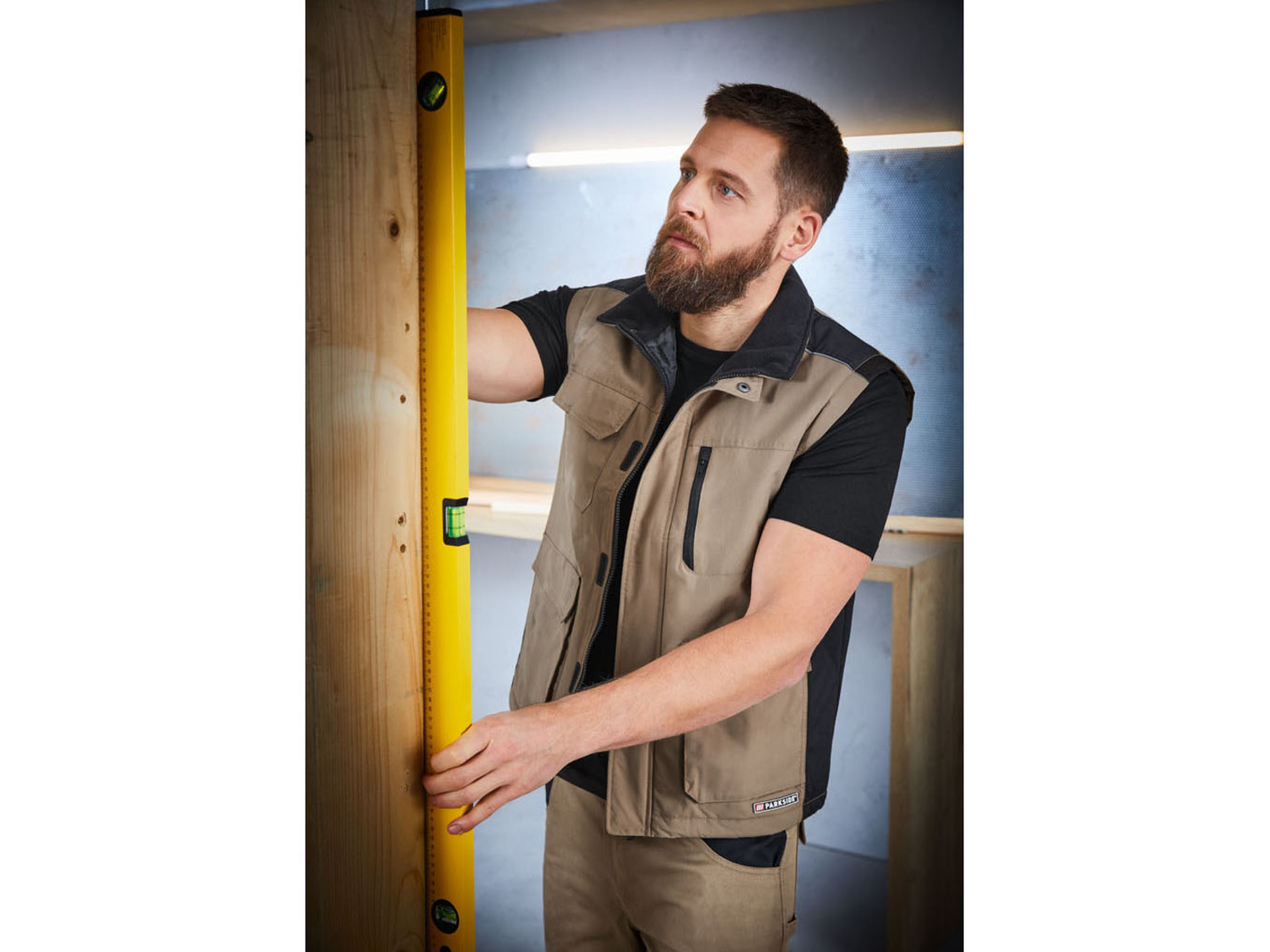 PARKSIDE® Herren Arbeitsweste mit Fleeceeinsatz im Kra…